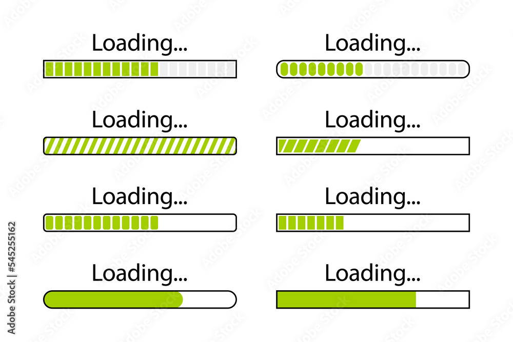 Vetor de Loading bar icons set, load progress indication. Loading bar ...