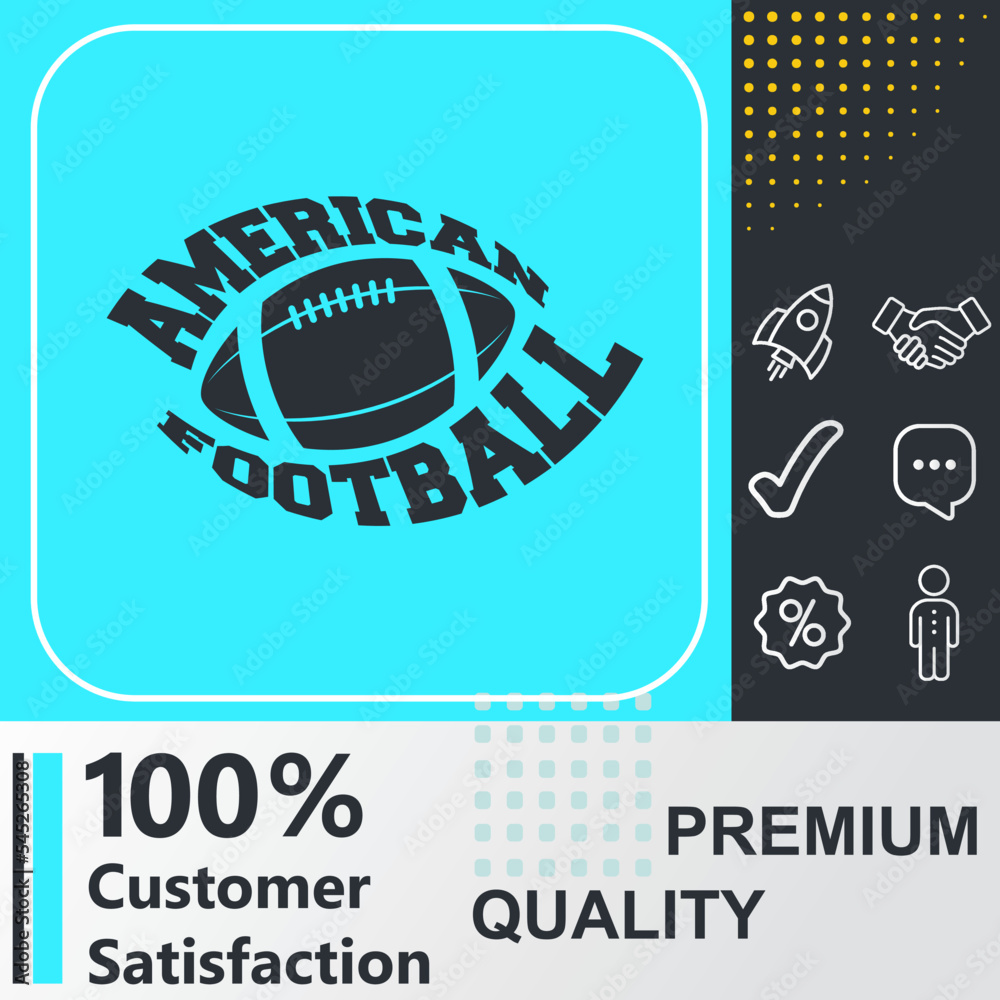 American football logo icon. Social media sign. Vector illustration ...