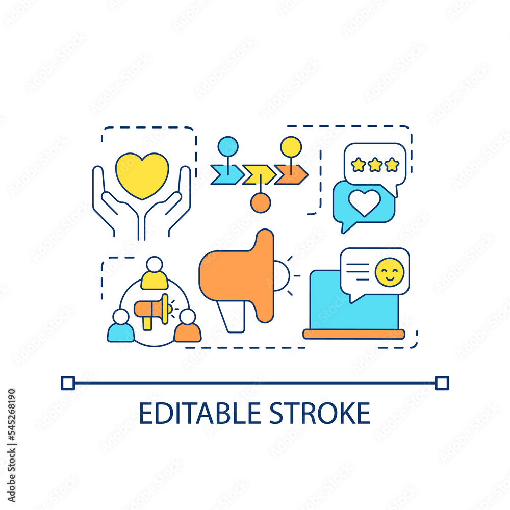 Social media involvement concept icon. Post content regularly. Target ...