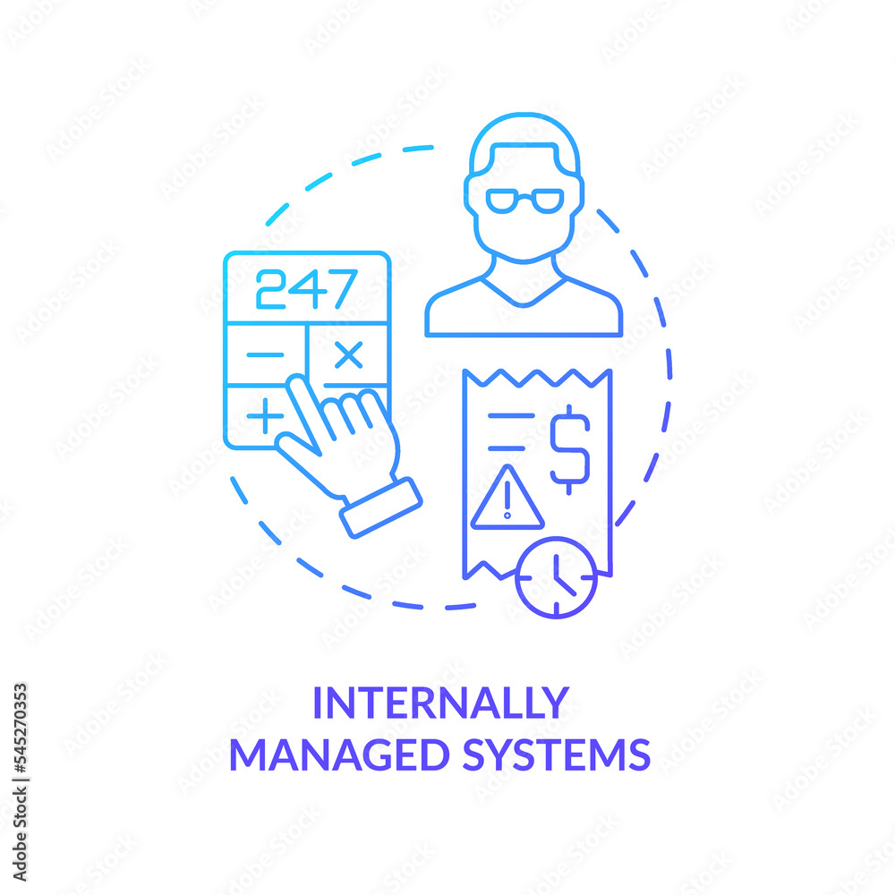 Internally managed systems blue gradient concept icon. Small business ...