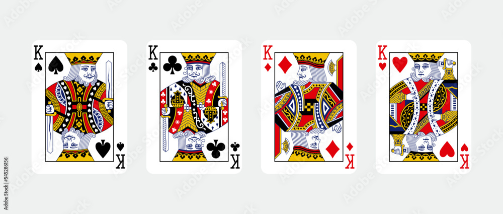 Poster Four King in a row - Playing Cards, Isolated on white – Wall Art ...