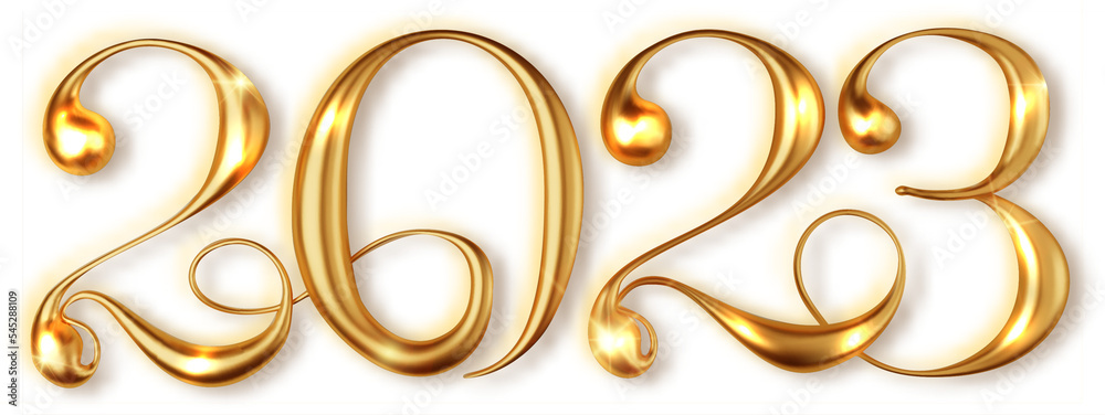 2023 golden Numbers. Happy new year 2023 png Stock Illustration | Adobe ...