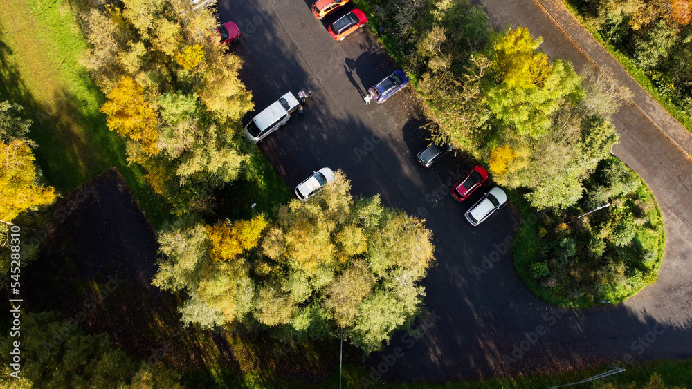 Disabled wheelchair cars parking in a wood with beautiful colours from ...