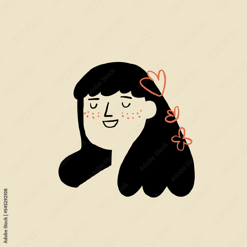 Cute doodle cartoon hand drawn girl illustration ,Cute doodle girl ...