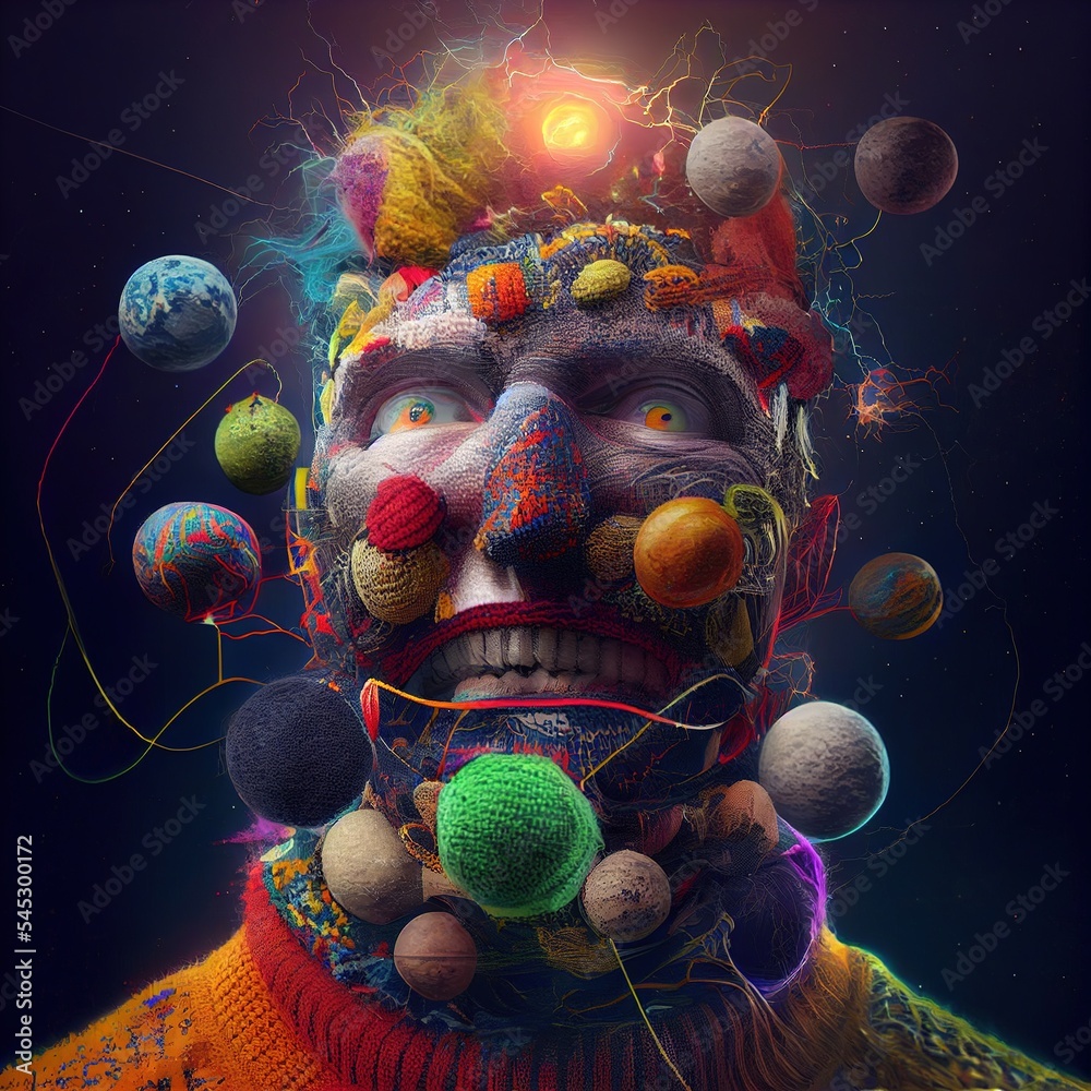 Angry man made of felt and knitting generated with Artificial ...