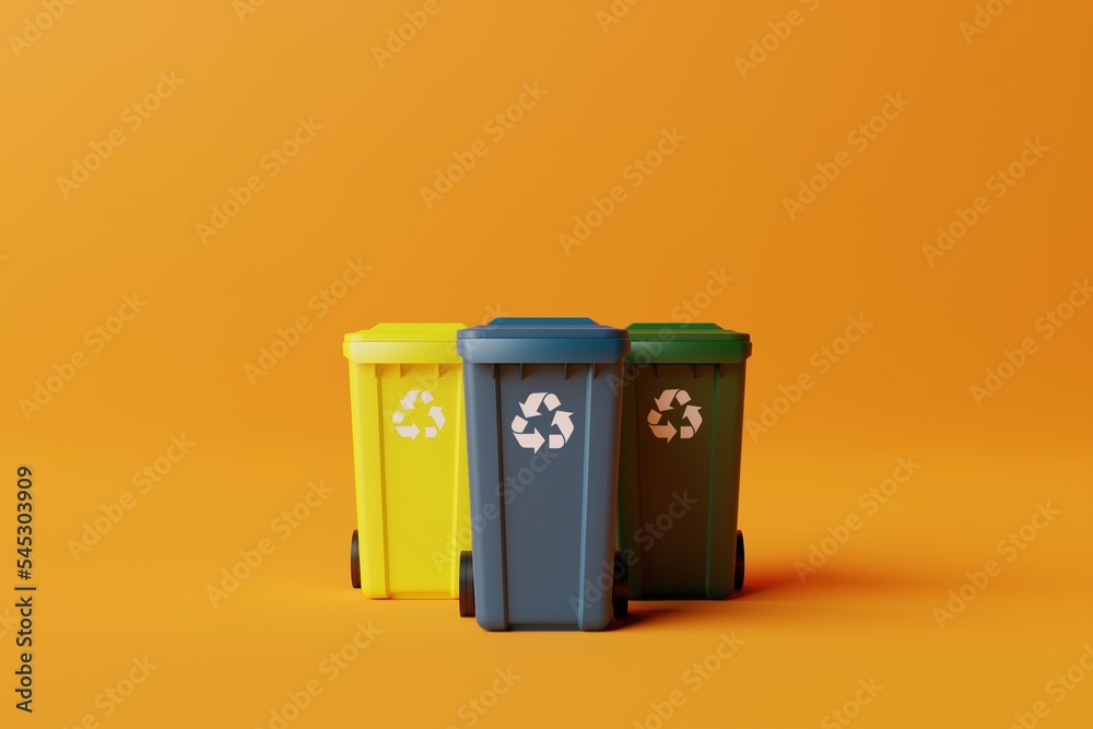 Waste bins for segregation. Wastepaper basket in different colors for ...