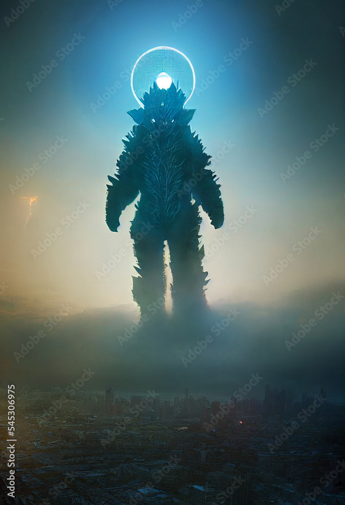 giant beast above city, giant kaiju, creature concept, kaiju, golem ...