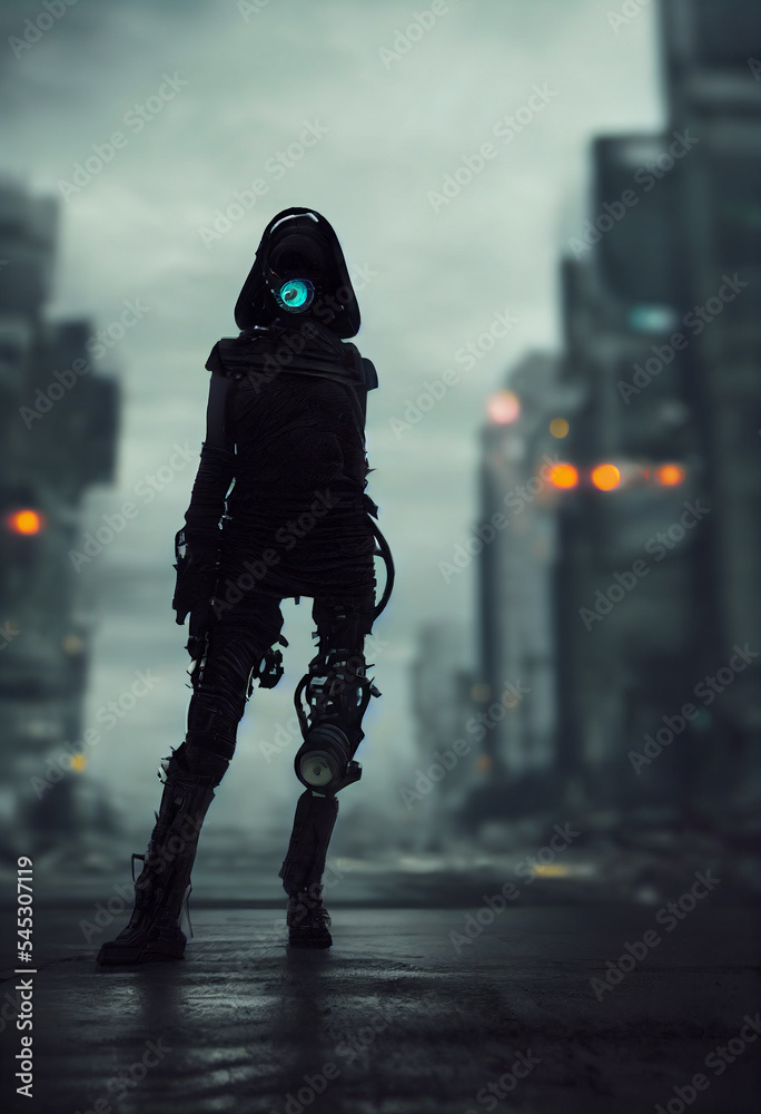 gorgeous cyberpunk woman wearing tech-wire attire as cinematic and ...