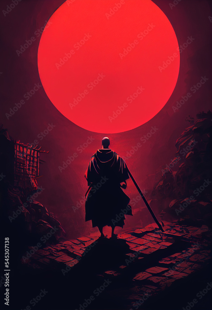 ascetic monk samurai android, The Darkest Dungeon. vfx, postprocessing ...