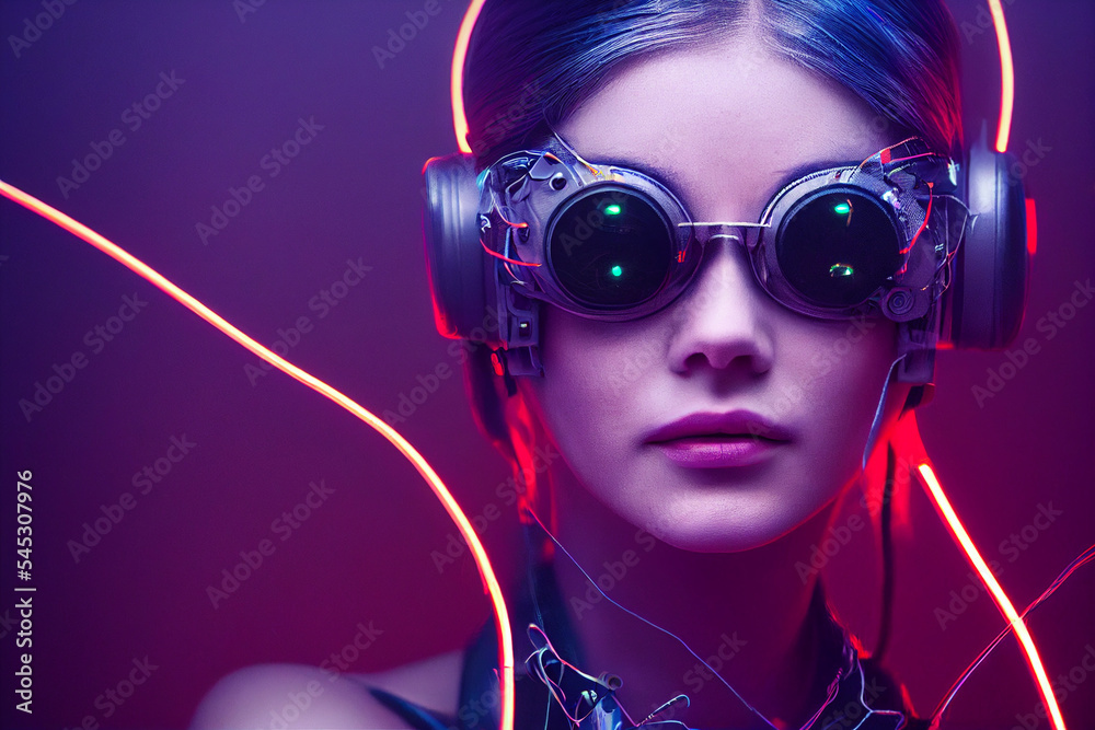 gorgeous cyberpunk woman wearing tech-wire attire as cinematic and ...