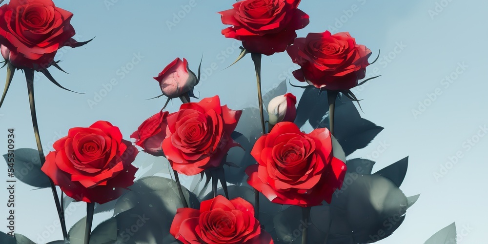 Rosas rojas en acuarela Stock Illustration | Adobe Stock