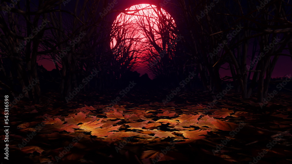 3D illustration Background for advertising and wallpaper in scary and ...