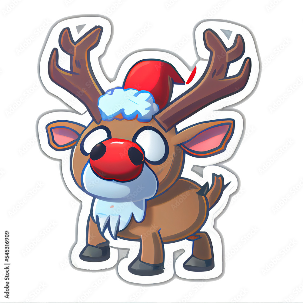 rudolph the red nosed reindeer sticker on transparent background Stock ...