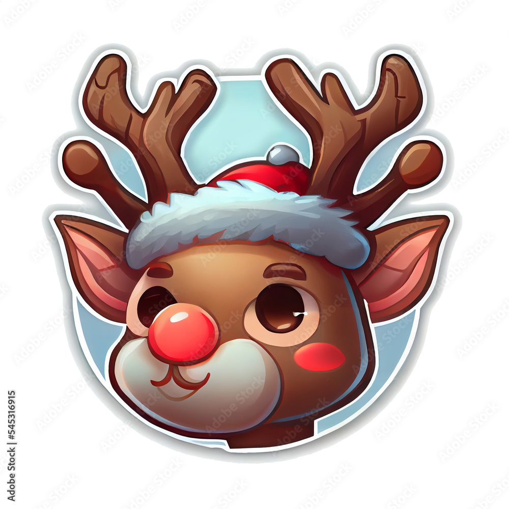 rudolph the red nosed reindeer sticker on transparent background Stock ...