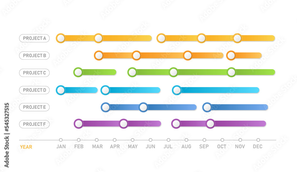 Infographic template for business project. 6 Project Modern Timeline ...