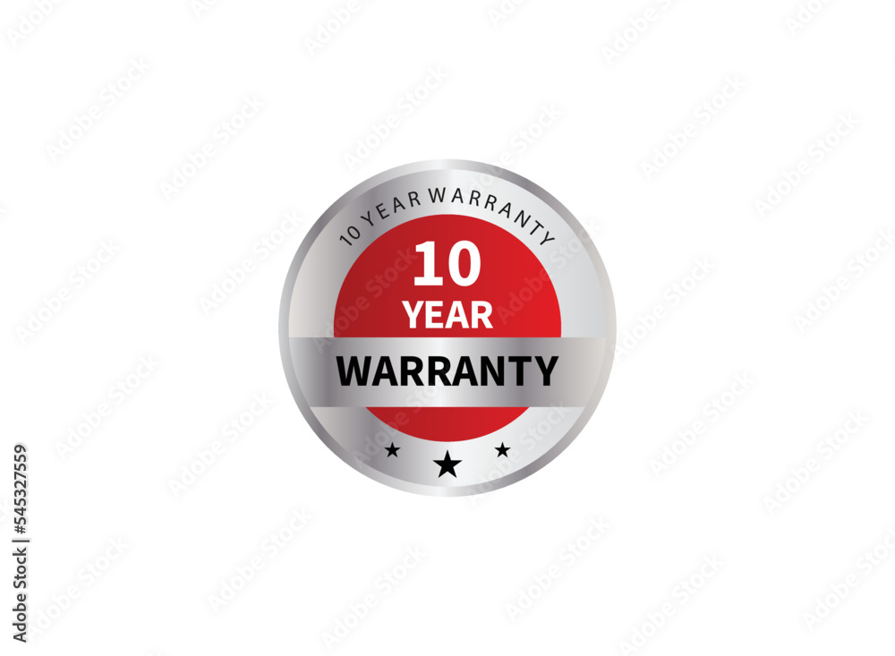 Warranty 10 years isolated vector label on white background. Guarantee ...