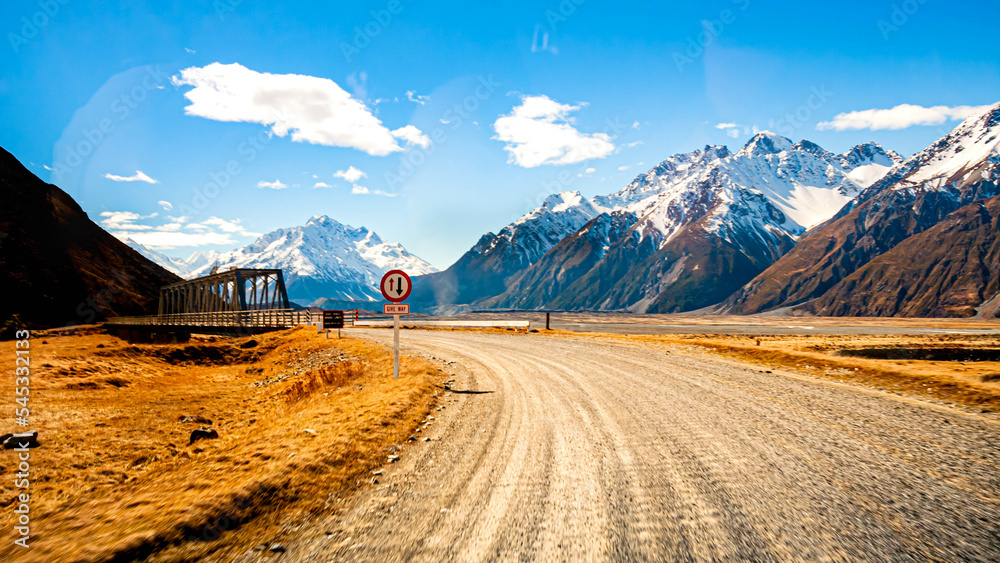 Mount Cook National Park, South Island, New Zealand during cold and ...