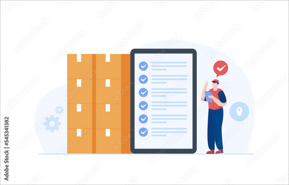 Warehouse worker checking stock. inventory management and stock control ...