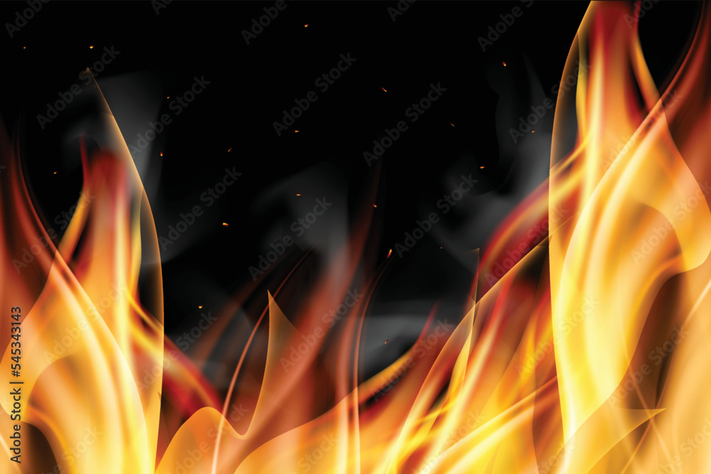 Realistic fire flame background Stock Vector | Adobe Stock