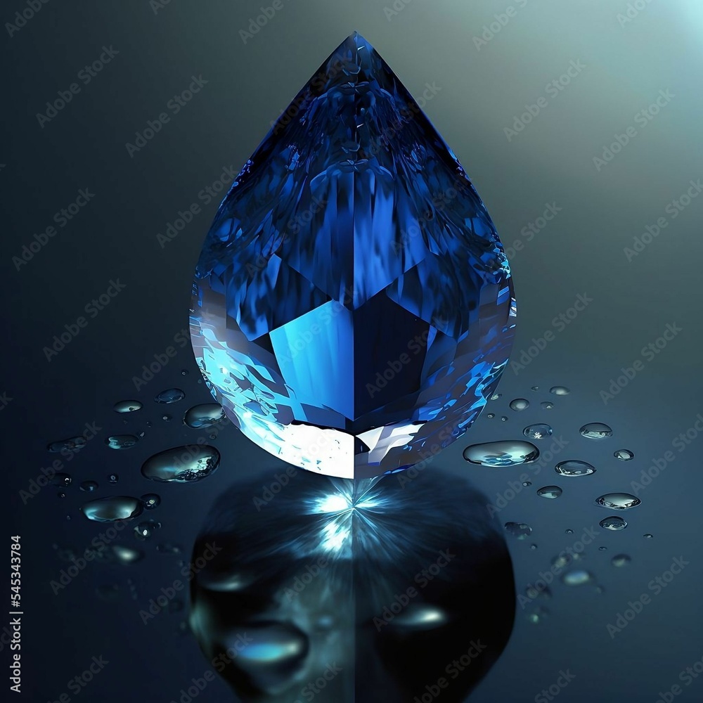 Blue Teardrop Diamond and Water Drops | Created Using Midjourney and ...