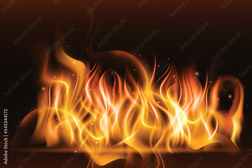 Realistic fire flame banner background Stock Vector | Adobe Stock