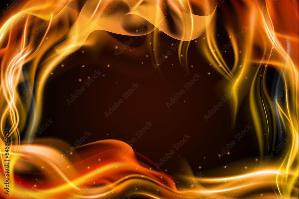 Realistic fire flame banner background Stock Vector | Adobe Stock
