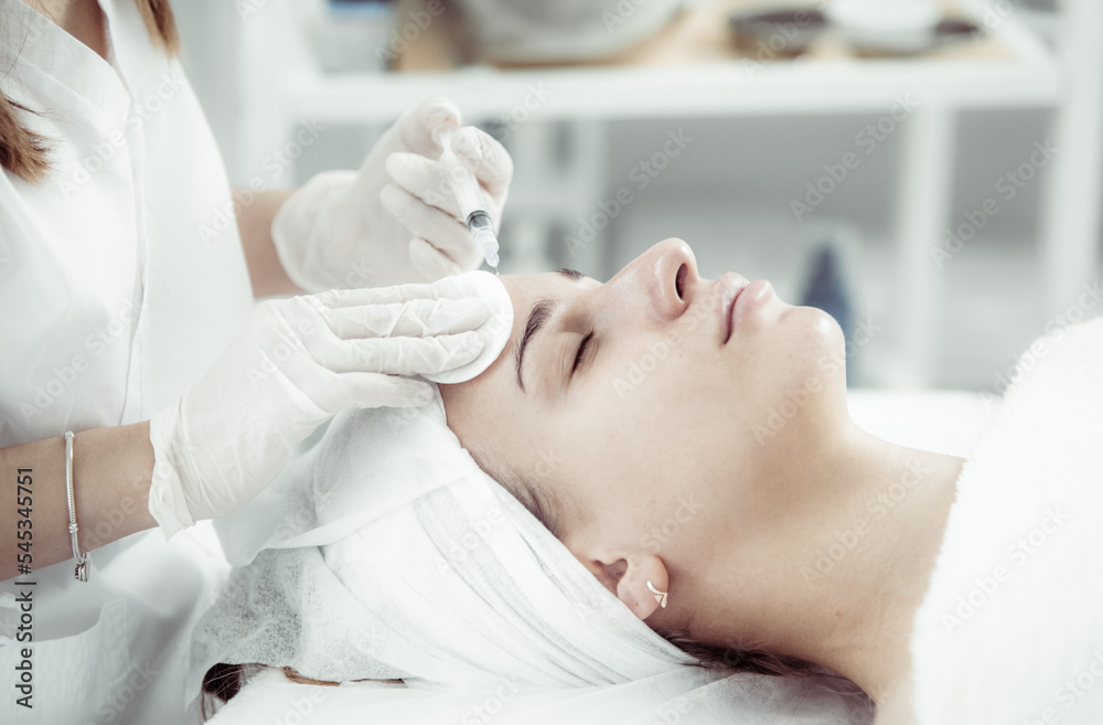 Face Injection. Anti Aging Biorevitalization In Cosmetic Salon.Young ...