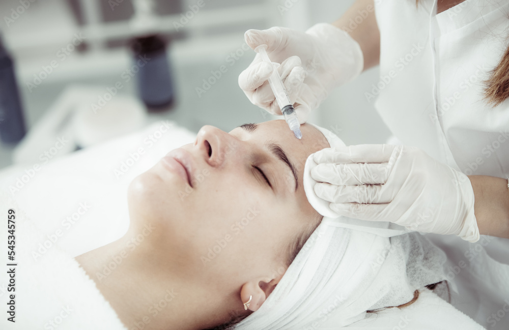 Face Injection. Anti Aging Biorevitalization In Cosmetic Salon.Young ...