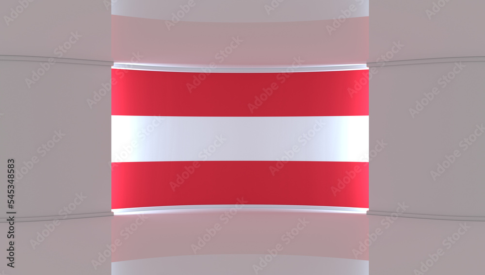 TV studio. Austria. Austrian flag. News studio. Loop animation ...