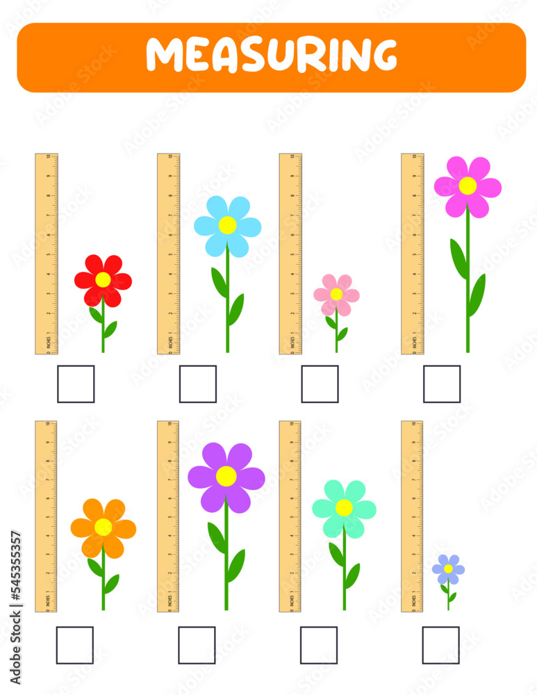 Measuring length with ruler. Education developing worksheet. Game for ...