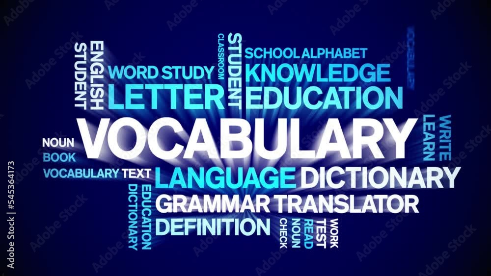 Vocabulary animated tag word cloud;text design animation kinetic ...