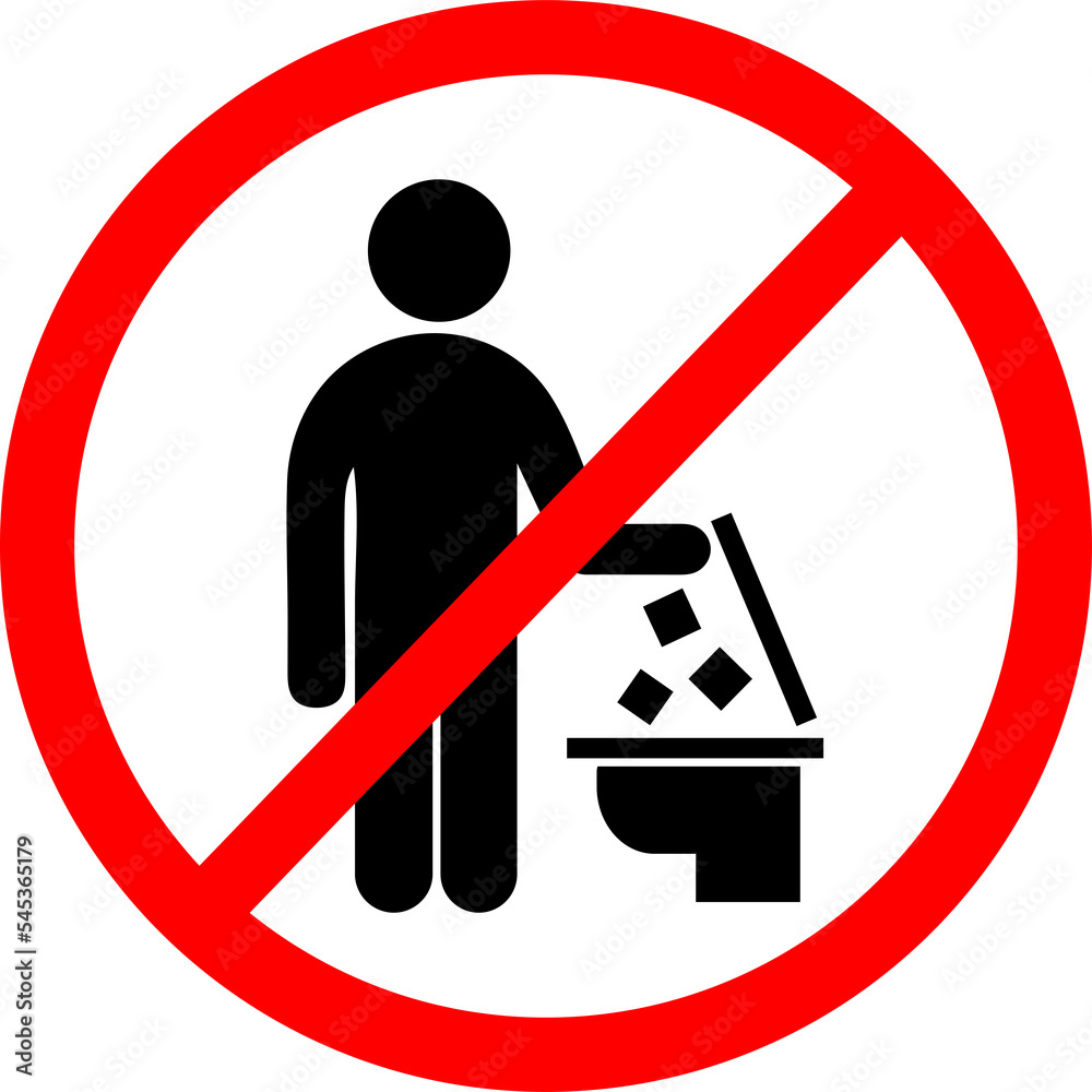 No littering in toilet sign. Stock Photo | Adobe Stock