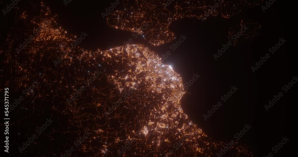 Davao City (Philippines) top view at night. Top view on modern city ...