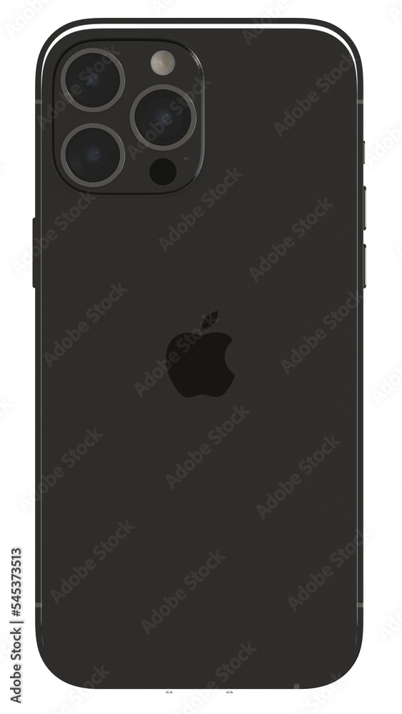 back view of black IPHONE 13 MAX pro 3d rendering of smart phone on PNG ...