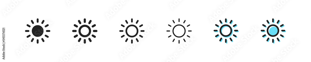 Brightness set icon. Sun, control, regulate, adjust, menu ...