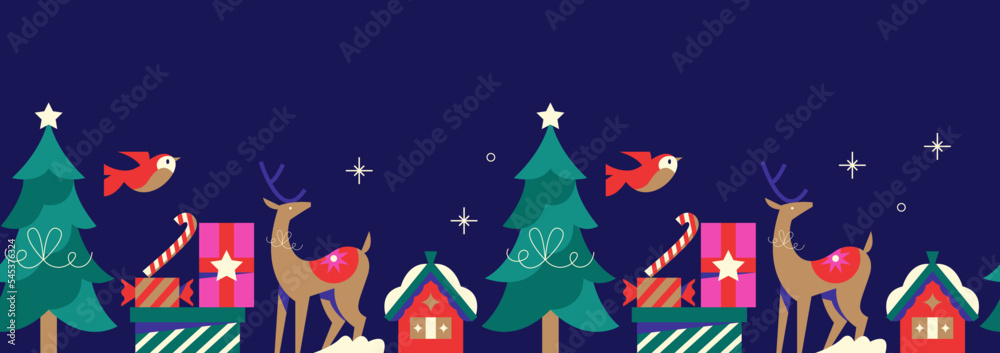 Christmas seamless border design with creative modern elements for ...