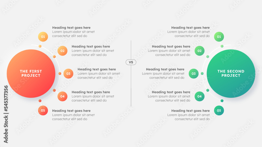 Process Workflow Features Options Comparison Chart Diagram Circles Infographic Design Template