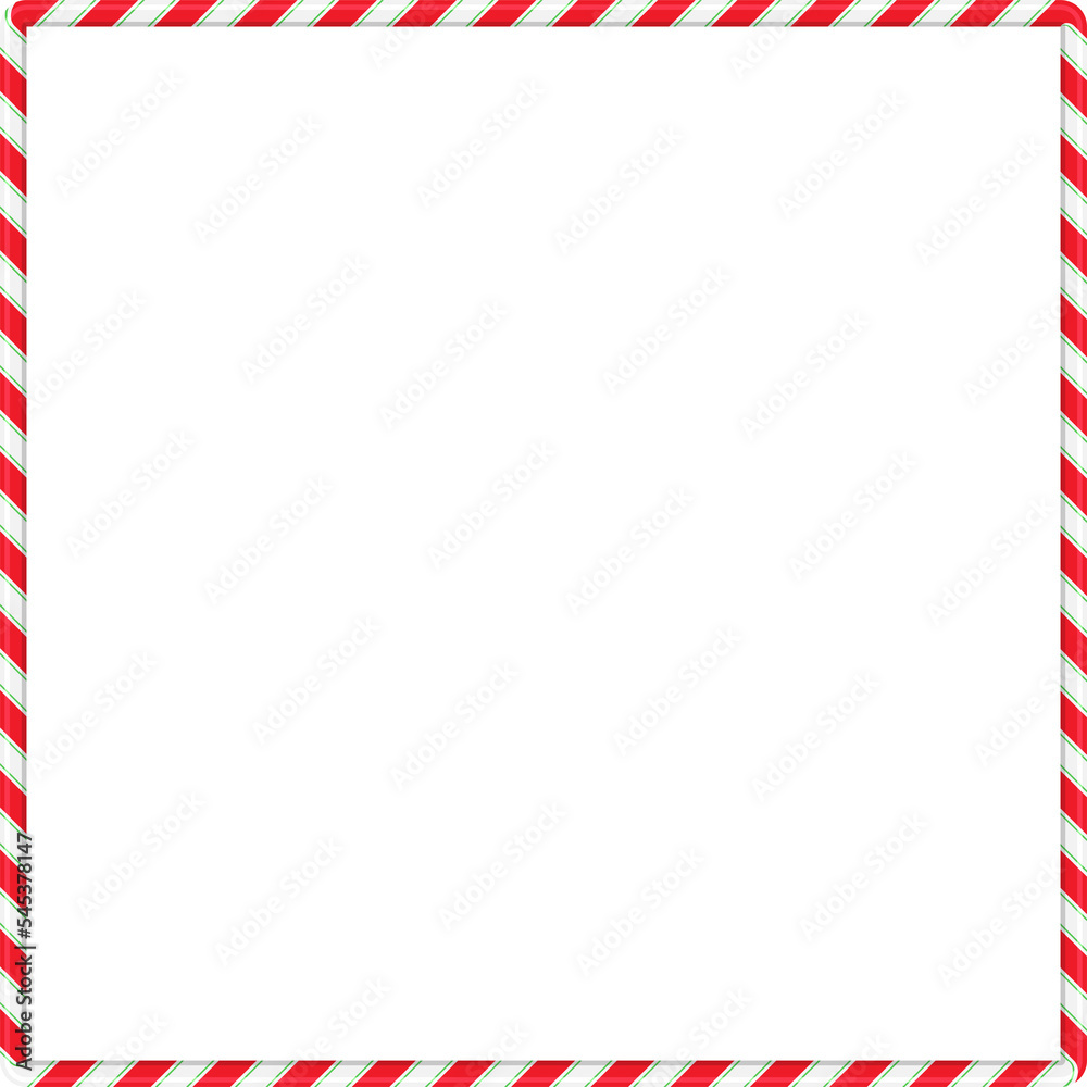 Christmas red, green, white striped candy cane square frame border ...