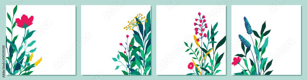 Abstract art background with leaves branch and Hand Drawn doodle ...