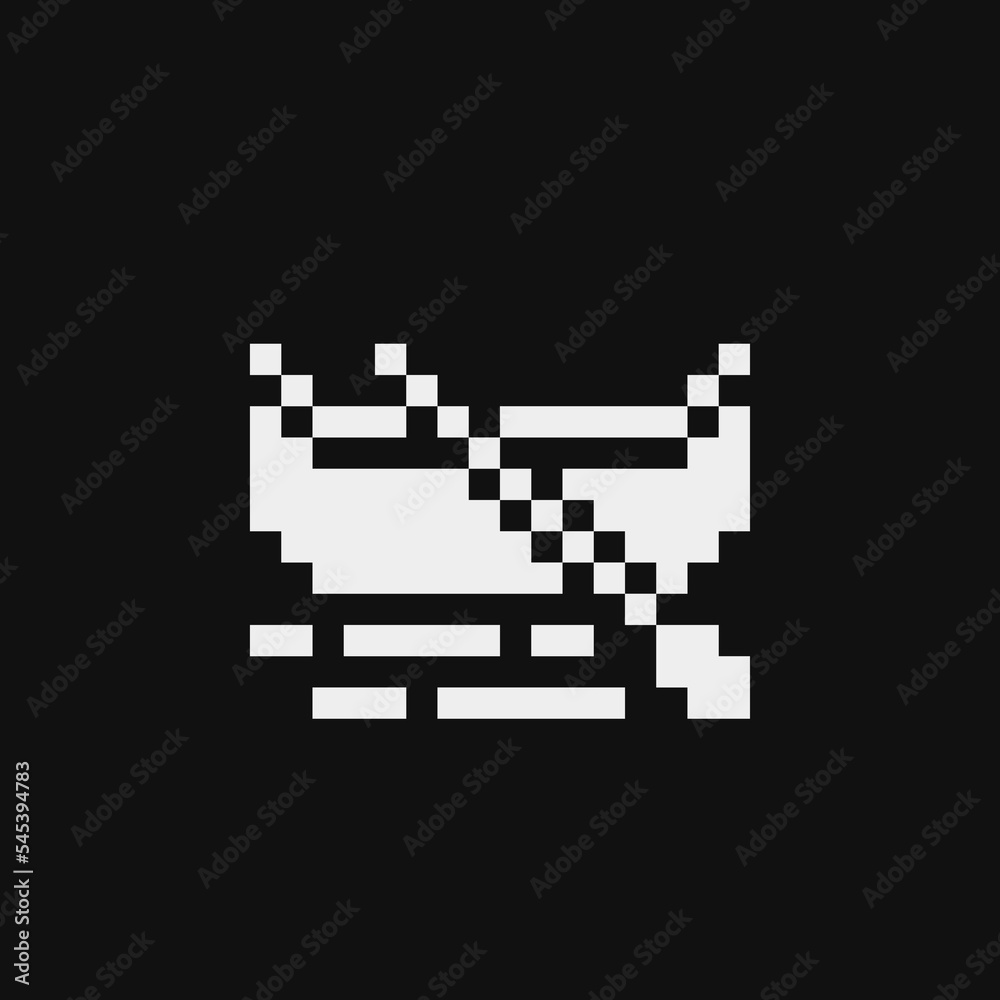 Canoe emoji, pixel art icon. Isolated vector illustration. 1-bit sprite ...