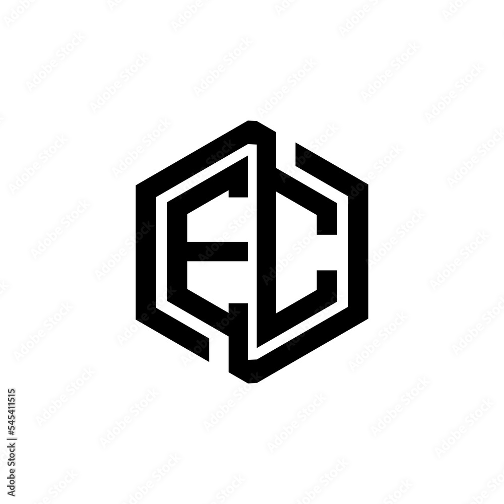 EC letter logo design with white background in illustrator, cube logo ...