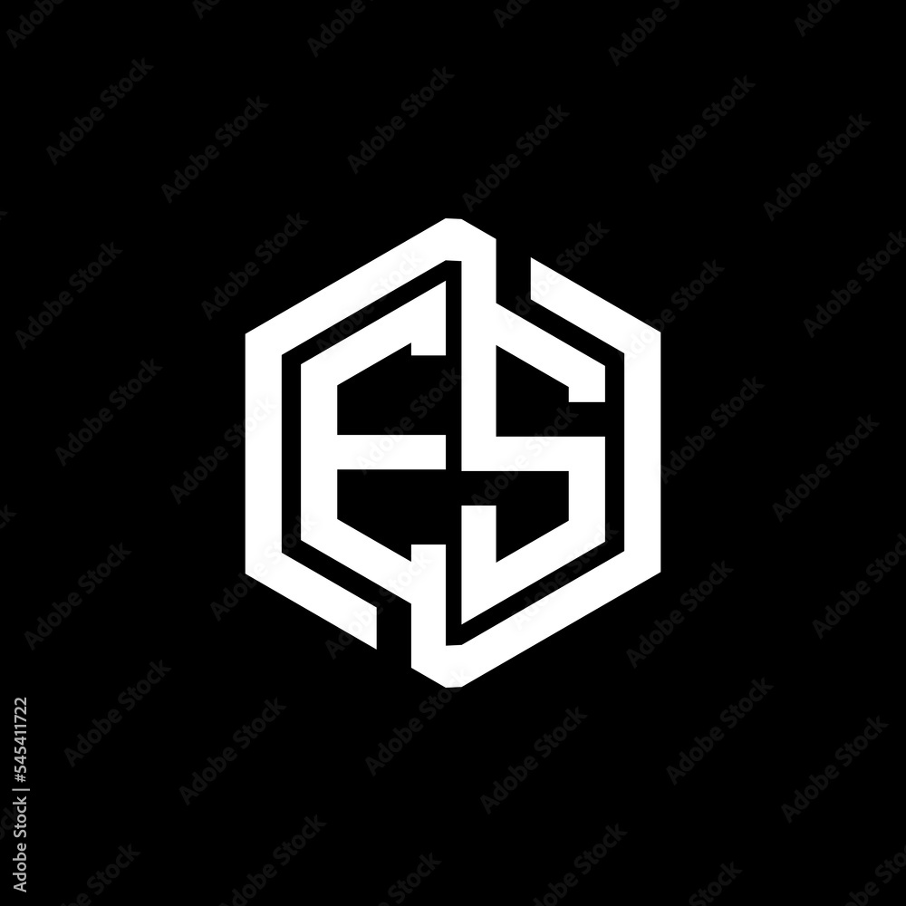 ES letter logo design with black background in illustrator, cube logo ...