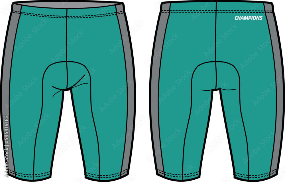 Compression tights Shorts design flat sketch vector illustration, Bike ...
