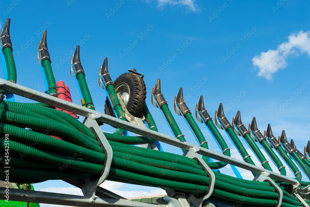Modern agriculture: Injection of liquid manure in grassland using a ...