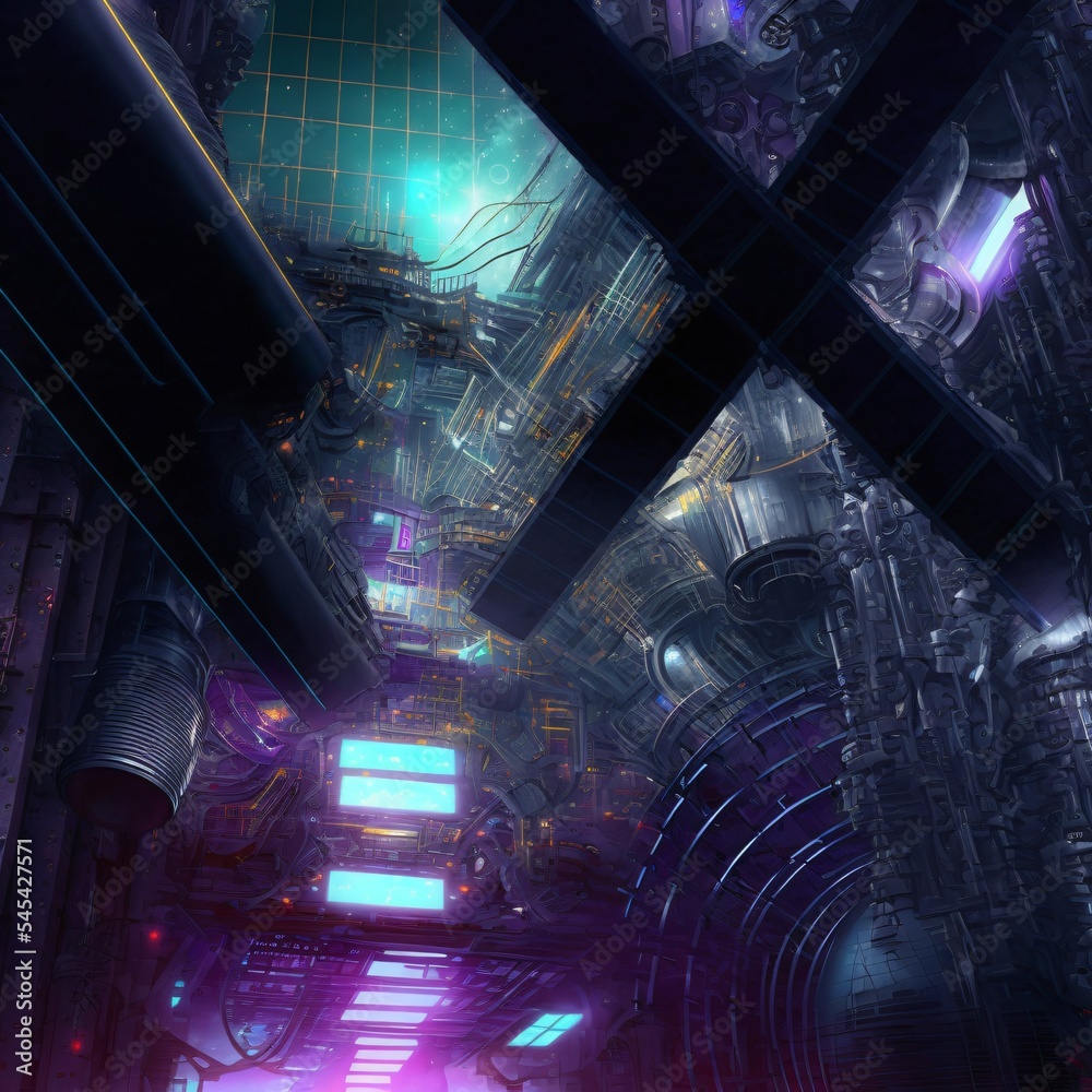 A Digital Illustration of a futuristic, cyberpunk city with skylines ...
