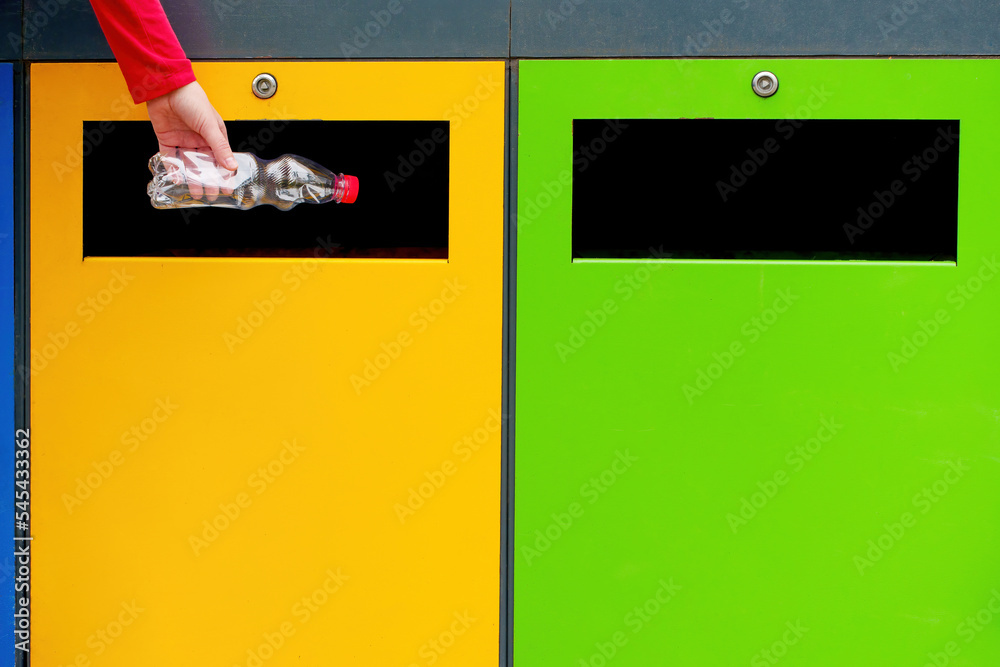 Using color coded garbage bins for waste recycling Stock Photo | Adobe ...