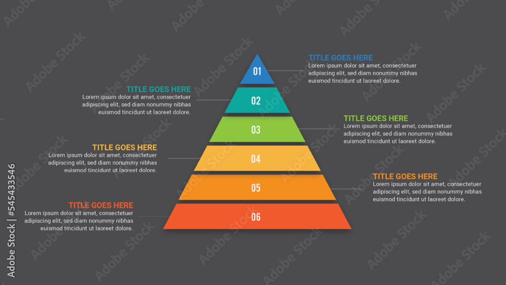 Pyramid Hierarchy Infographic Template Design with 6 Options Stock ...