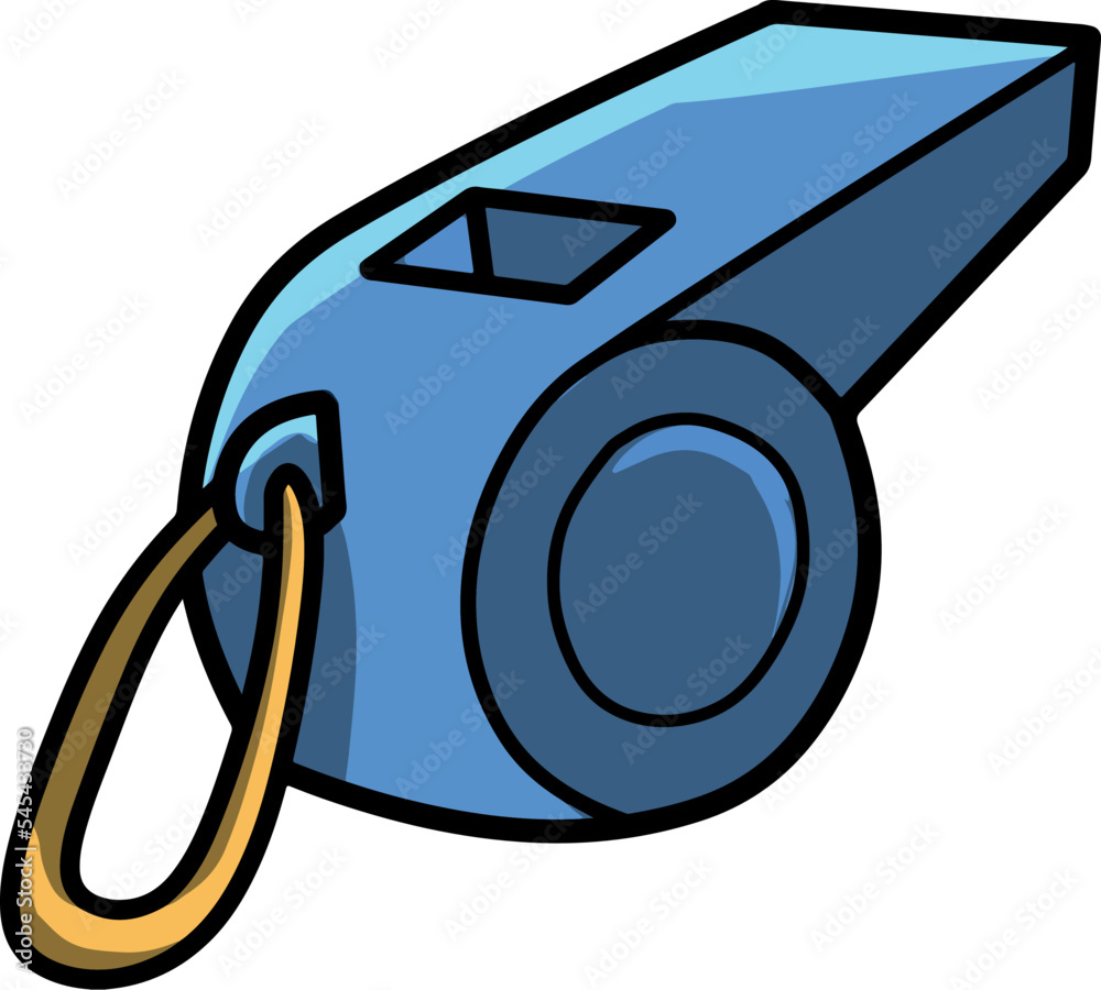 Cute kawaii blue referee whistle clipart on a white background Stock ...