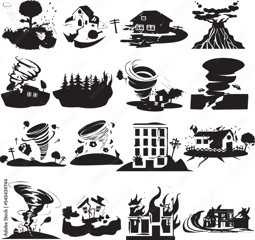 Vector illustrations of natural disasters and hazards Stock Vector ...