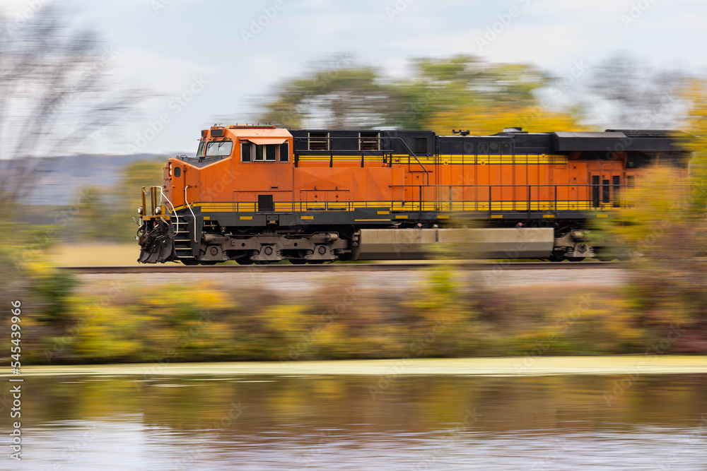 Poster A Train Locomotive Speeding Down The Railroad Track – Wall Art ...